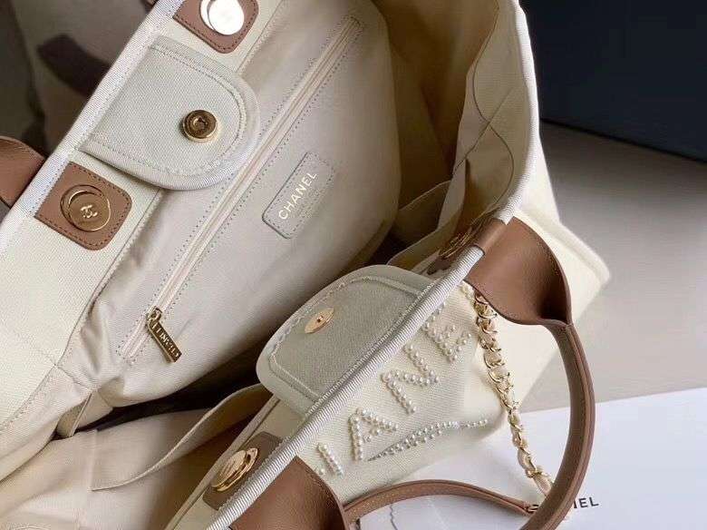 Chanel Large Deauville Pearl Tote Bag White For Women 15in/38cm A66941 ...