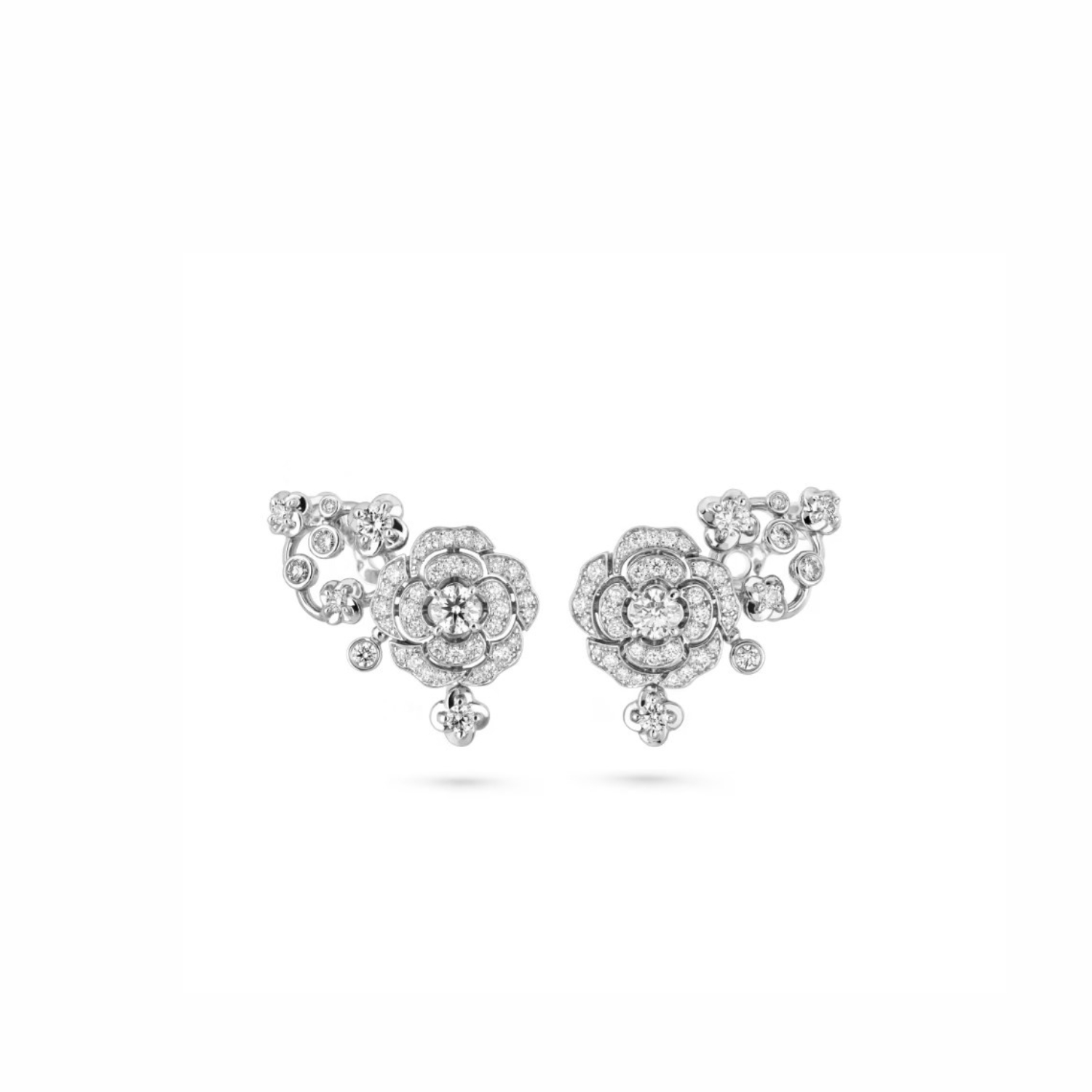 Chanel Bouton De Camélia Earrings White Gold For Women J12039 - Vipfasbags