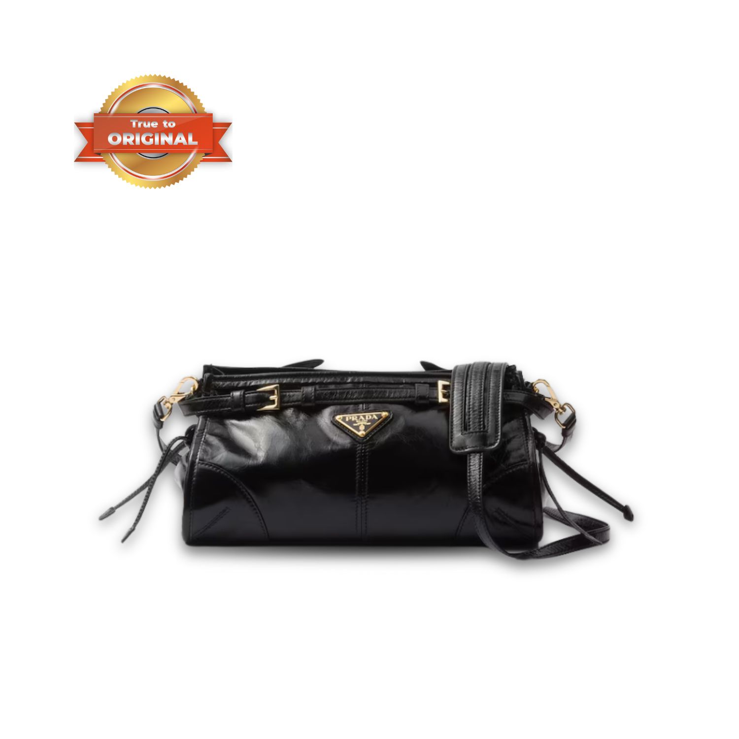 Prada Bonnie Small Shoulder Bag 10in/ 26cm Black Gold Hardware 1BH215 ...