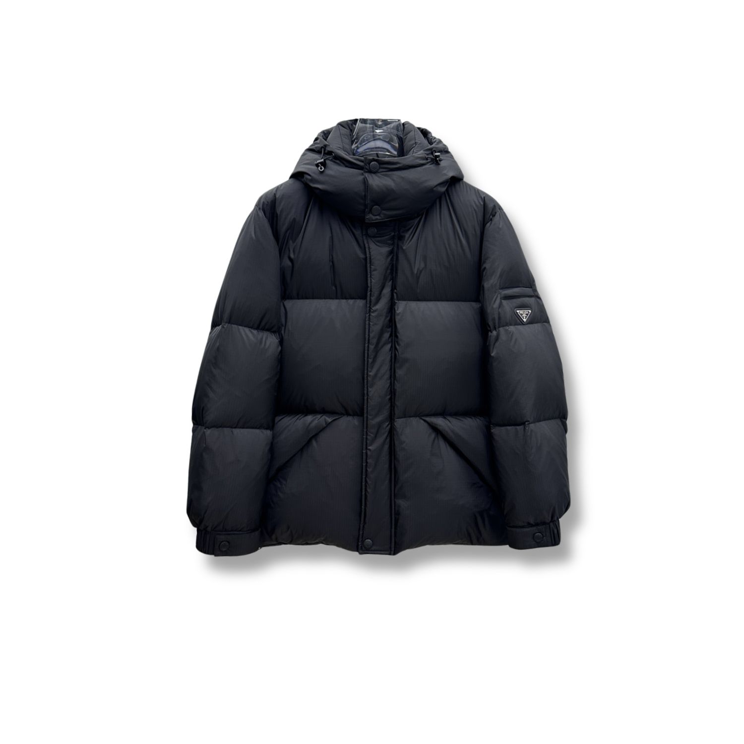 Prada Re‑Nylon Hooded Down Puffer Jacket Black For Men - Vipfasbags