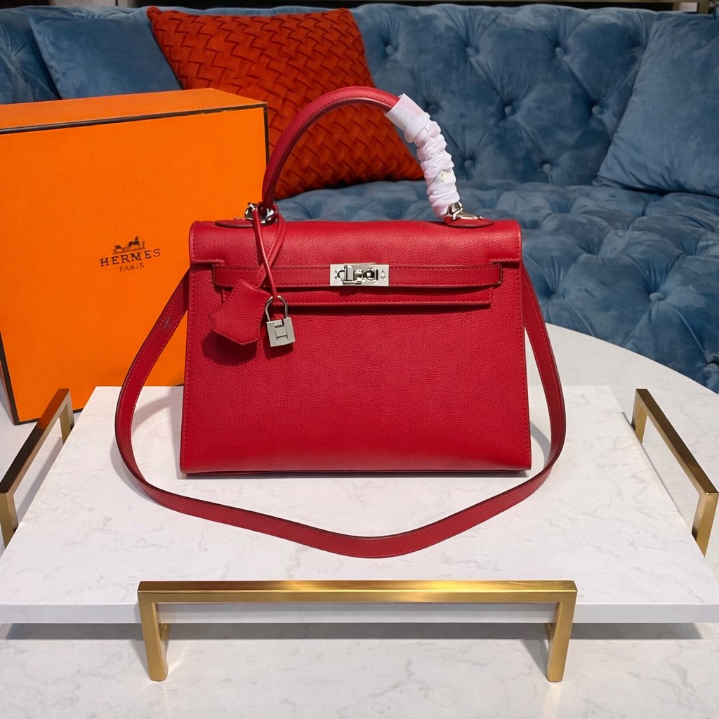 Hermes Kelly 25 Swift Leather Red Color in Silver Hardware - Vipfasbags
