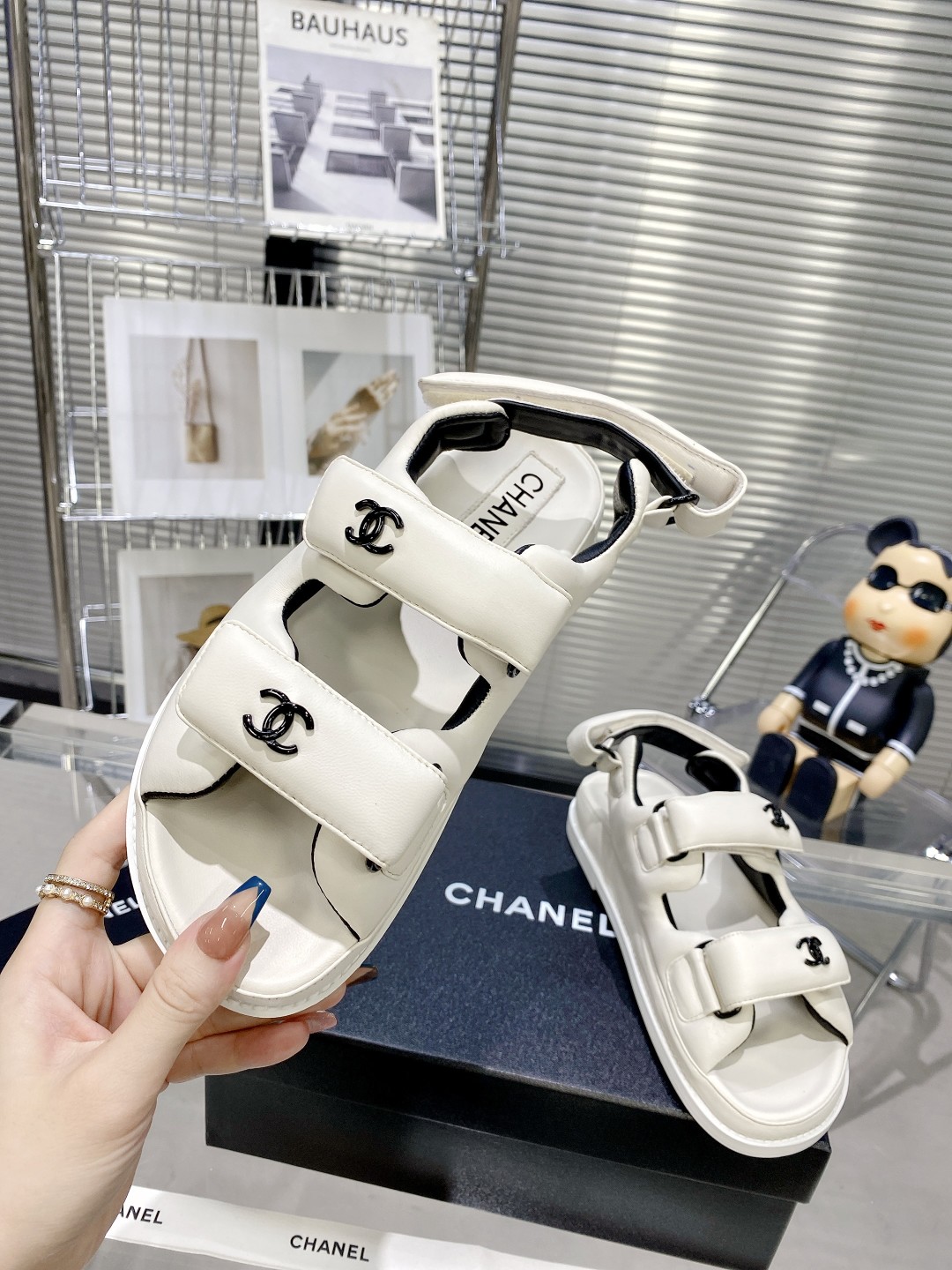 Chanel Women's Sandals With Chanel Logo White For Women - Vipfasbags